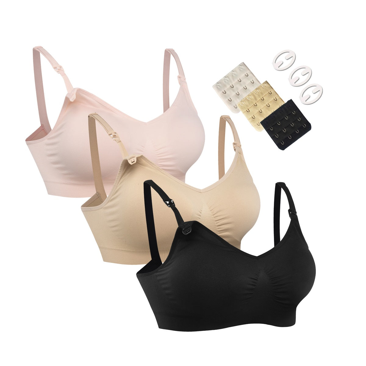 HOFISH 3 PACK Full Bust Seamless Nursing Maternity Bras Bralette S-XXL ...